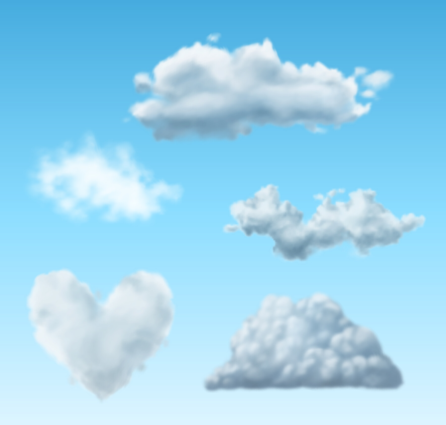 ArtStation - Realistic blue sky with clouds of various shape. Vector ...