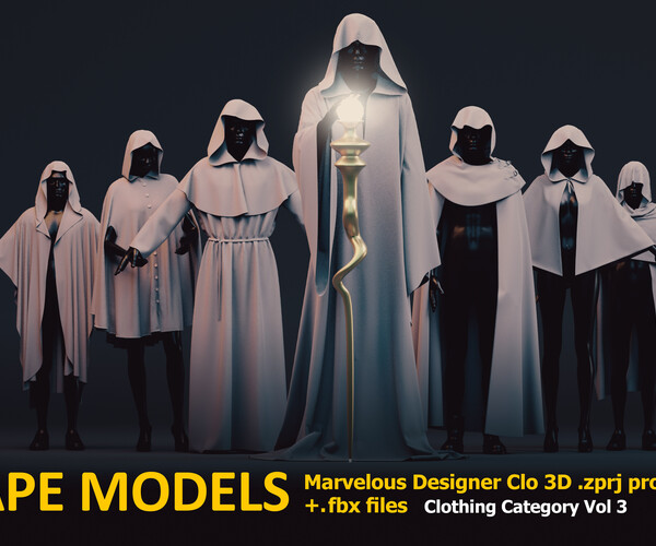 ArtStation - 8 Cape MODELS for female and male / Marvelous Designer ...