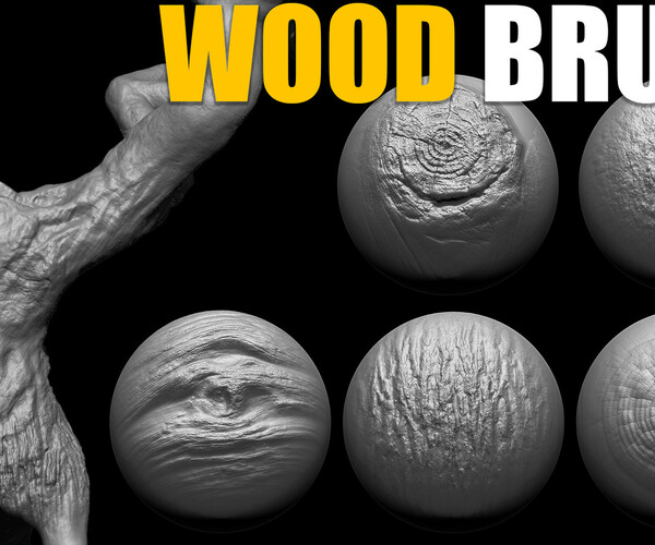 ArtStation - Wood & Tree Brushes for ZBrush (20 VDM + Alphas PSD) | Brushes
