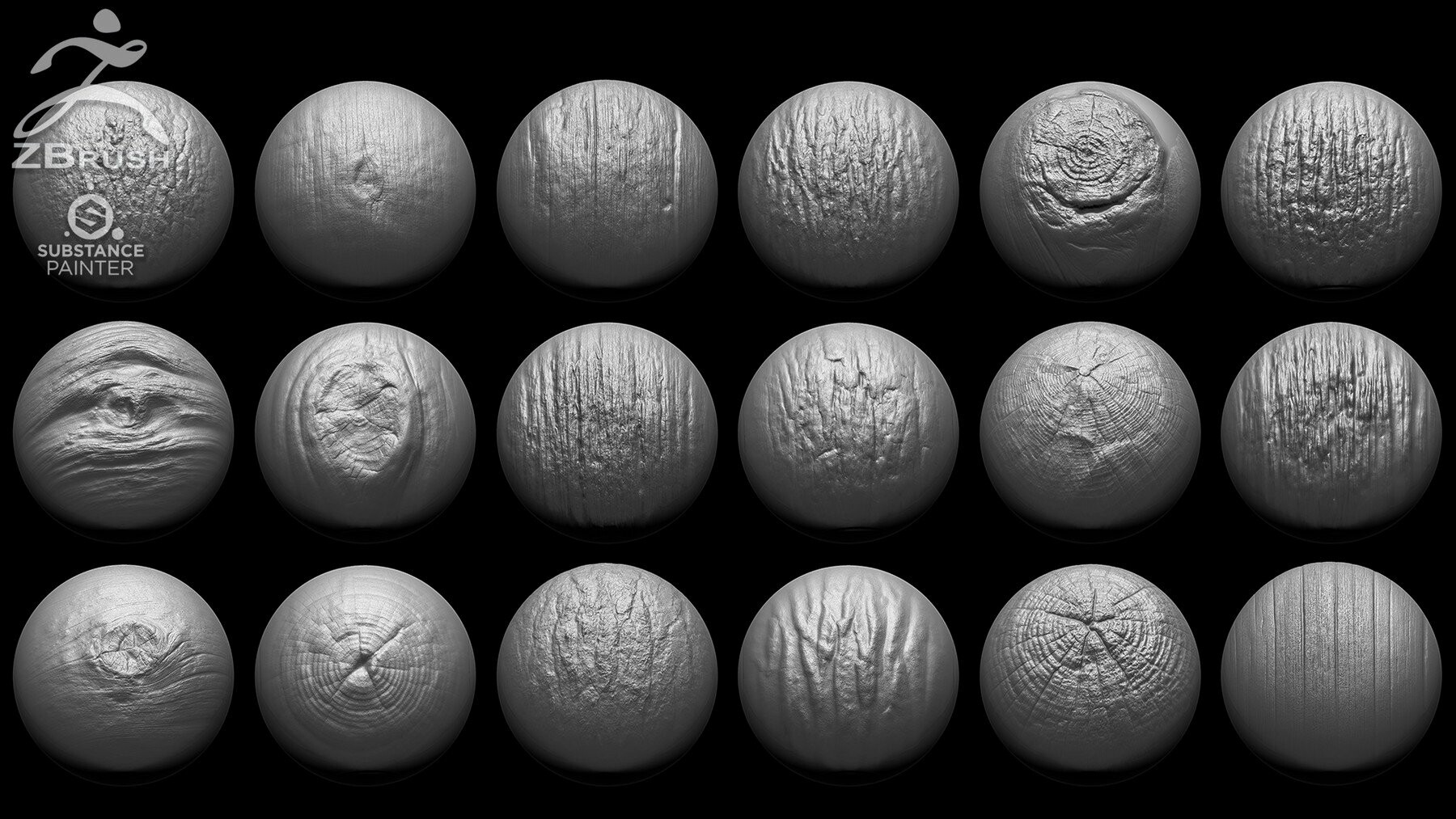 ArtStation - Wood & Tree Brushes for ZBrush (20 VDM + Alphas PSD) | Brushes
