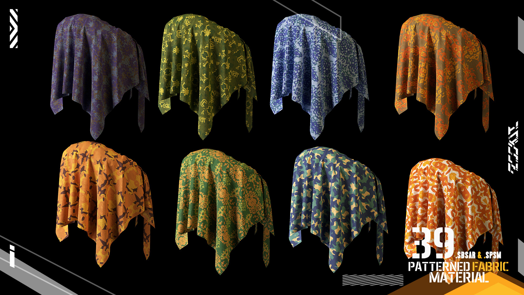 ArtStation - 39 patterned fabric material(vol.2) _ .sbsar & .spsm ...