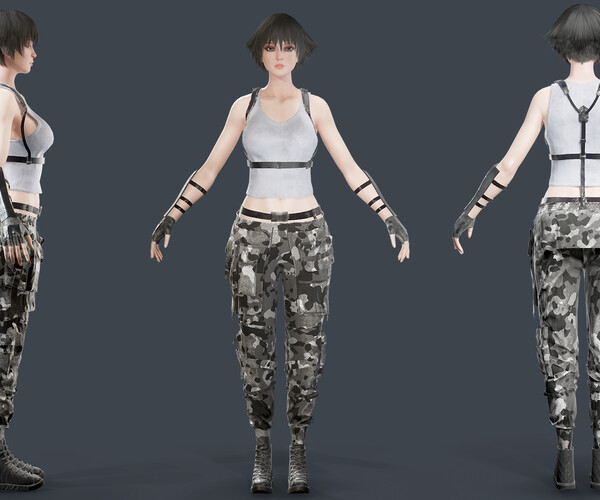 ArtStation - Military Girl V2 | Game Assets