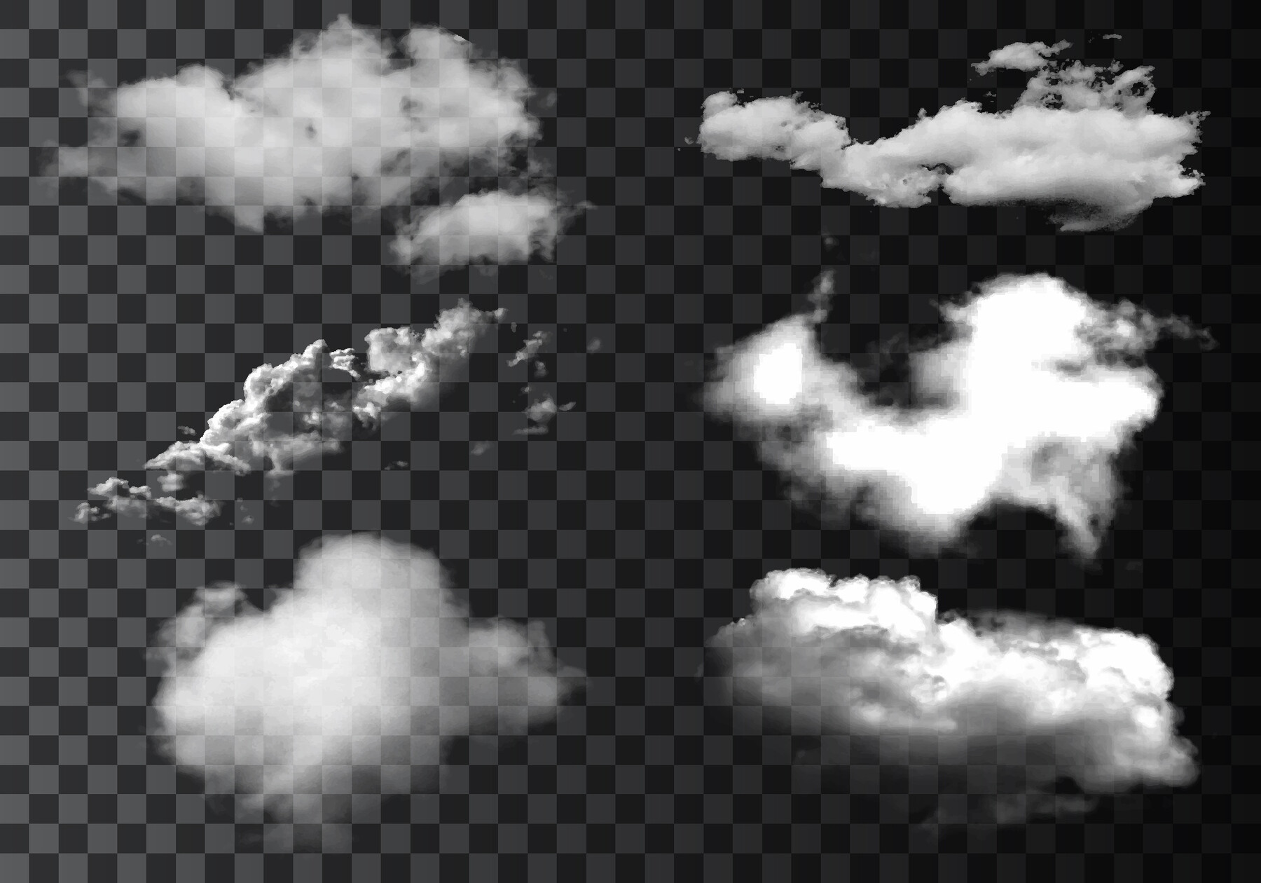 ArtStation - Realistic white clouds of various shape. Vector ...