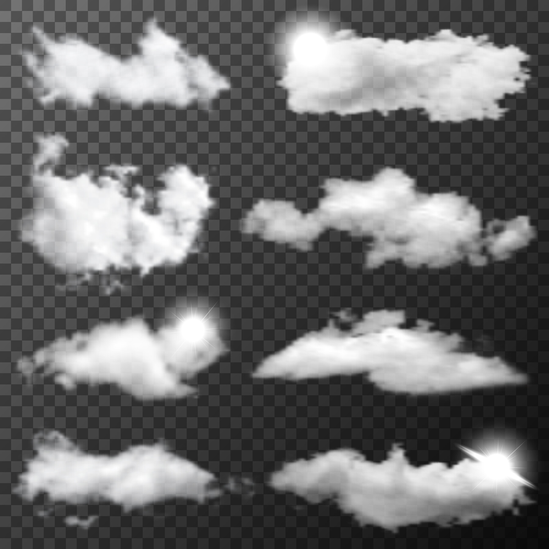 ArtStation - Realistic white clouds of various shape. Vector ...
