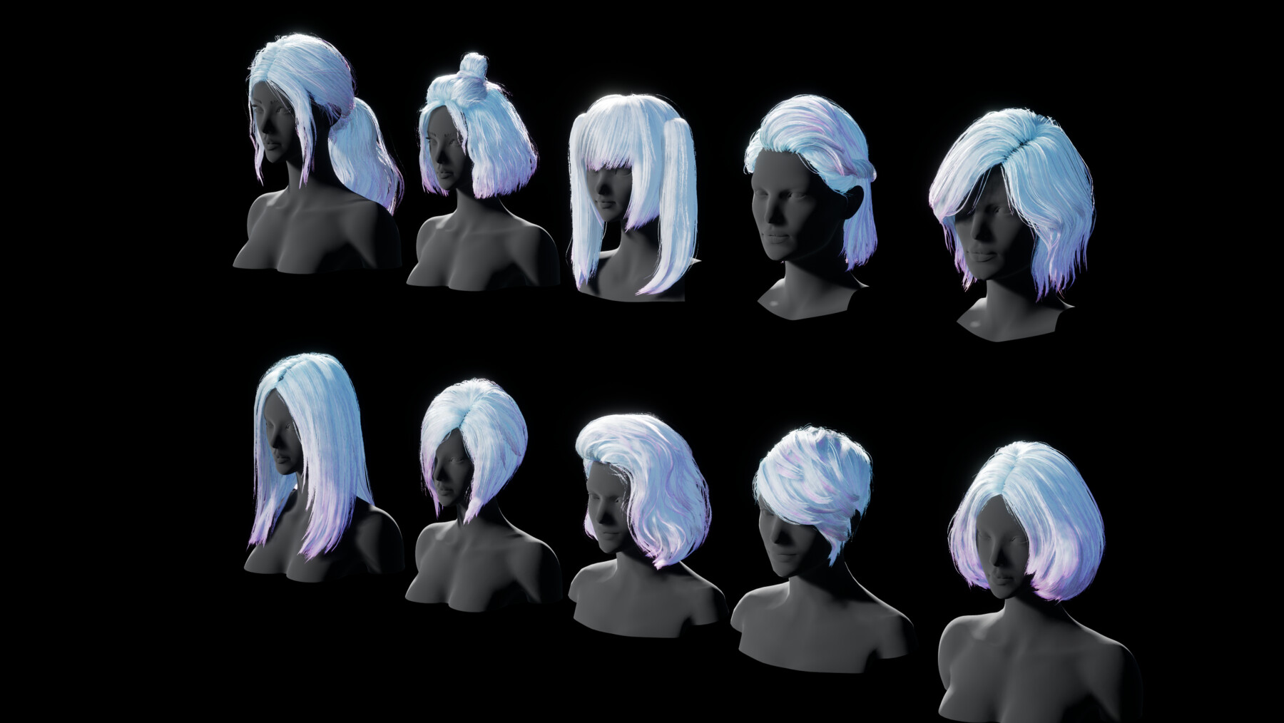 ArtStation - Hairstyle pack (10 pieces). Low-poly / Game-ready / PBR ...