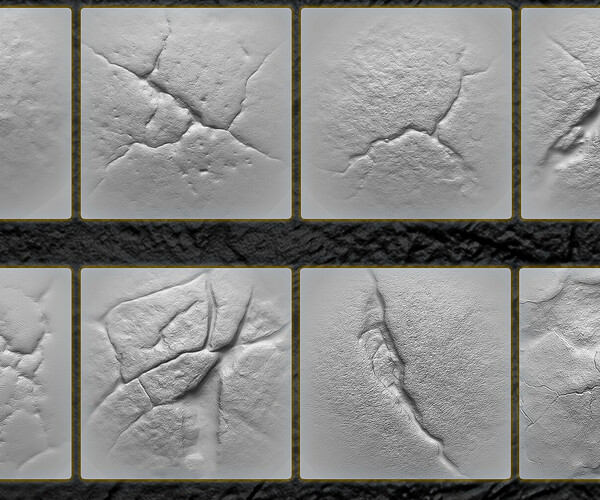 ArtStation - 30 Cracked Alphas Vol.1 (ZBrush, Substance, 2K) | Brushes