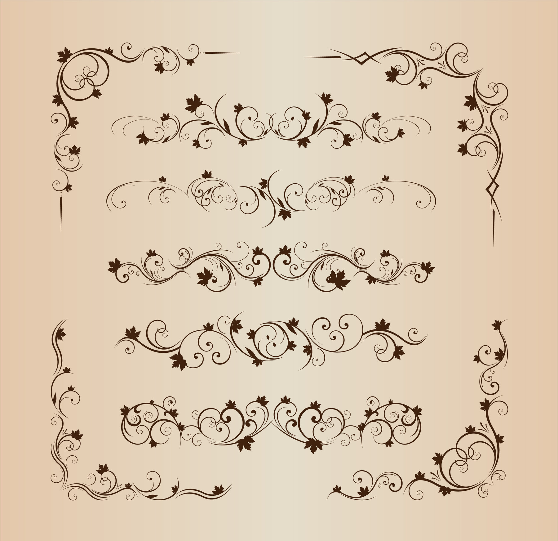 ArtStation - Floral Decorative Ornament Vector Set | Artworks