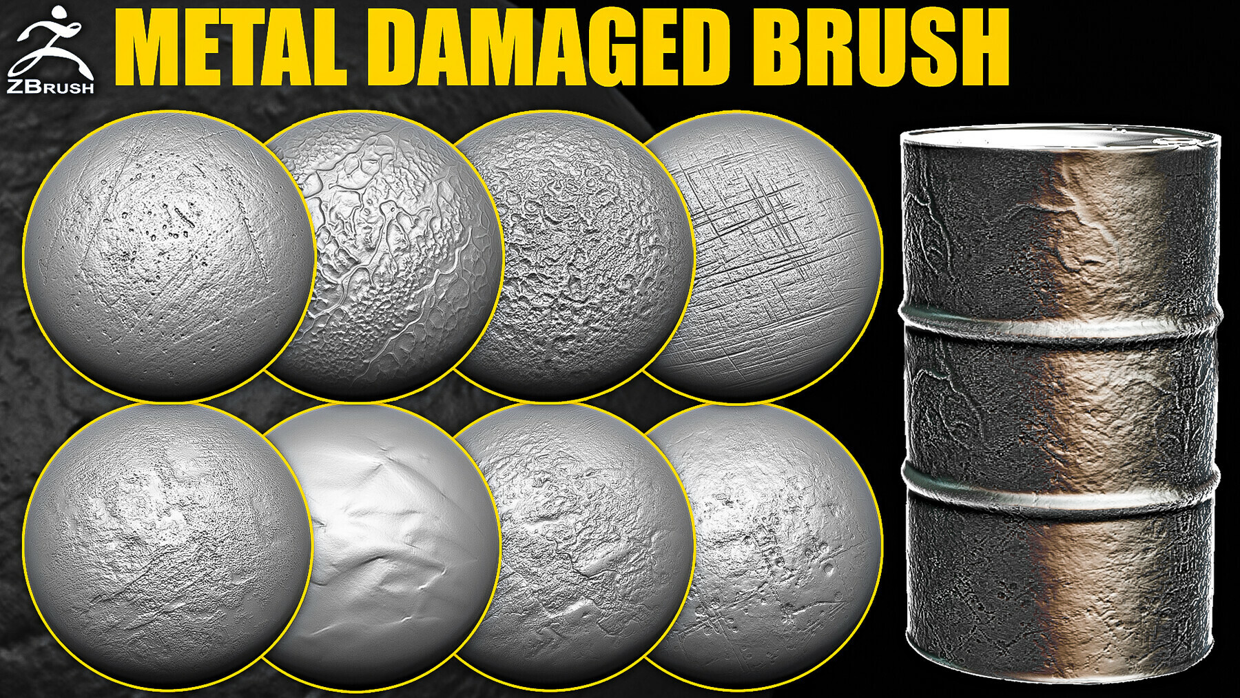 ArtStation - Metal Damaged Brush for ZBrush | Brushes