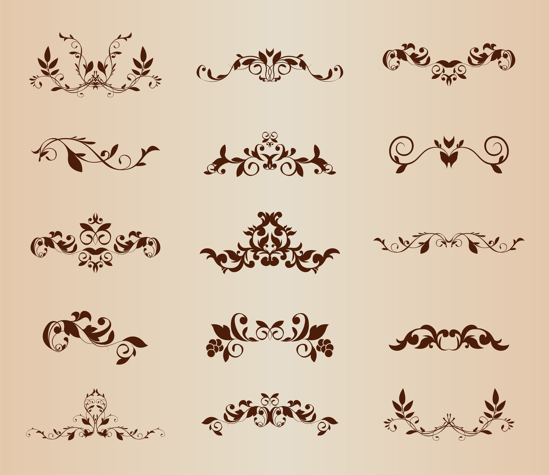 ArtStation - Set of Vector Floral Ornamental Elements for Design Vector ...