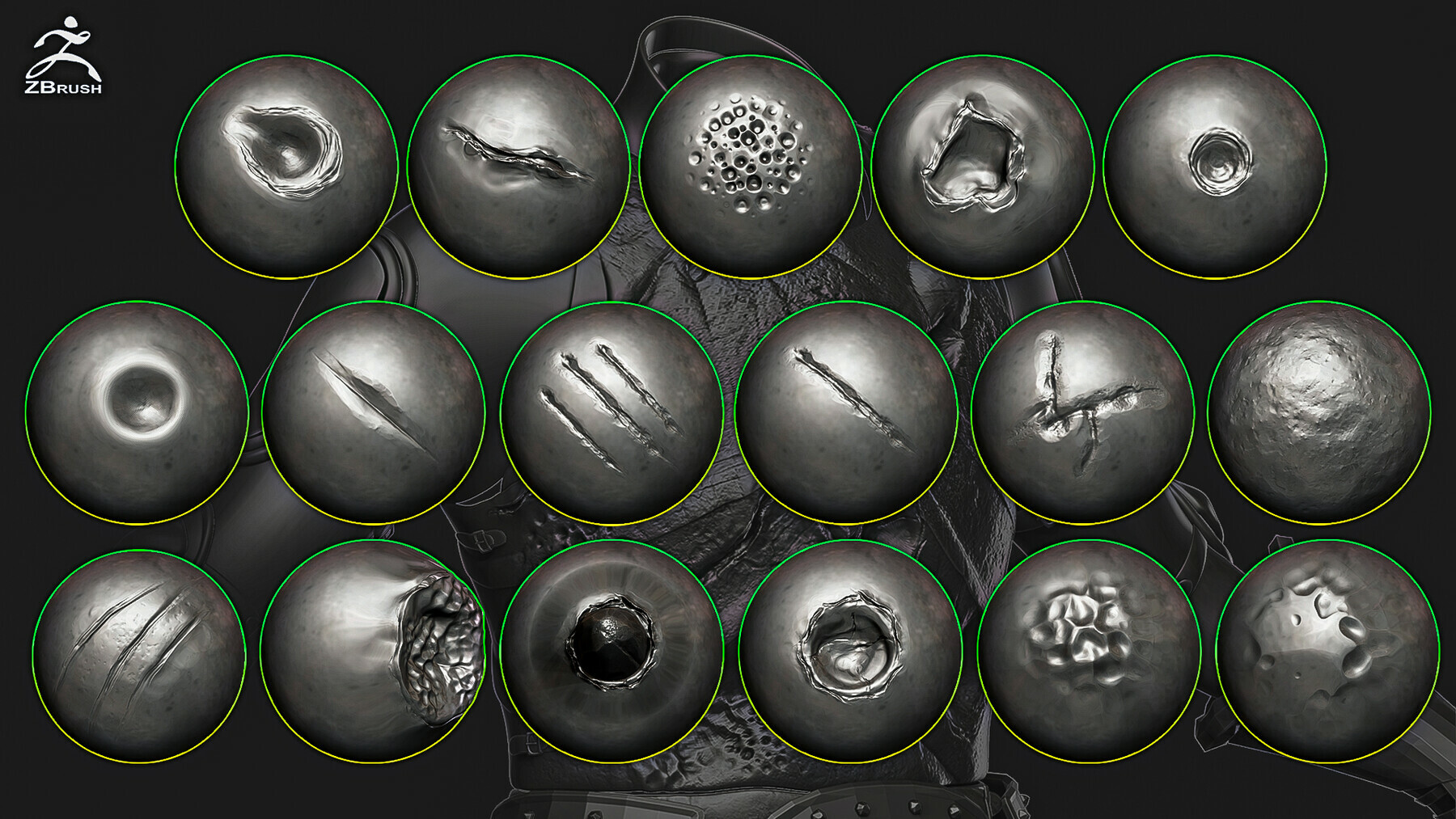 ArtStation - Metal Brush. Quickly damage metal surface. ZBrush | Brushes