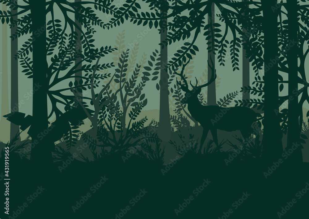 ArtStation - Deer in the dark forest. Illustrator Art... | Artworks