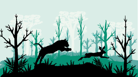 ArtStation - animals. tiger and rabbit. night. | Artworks