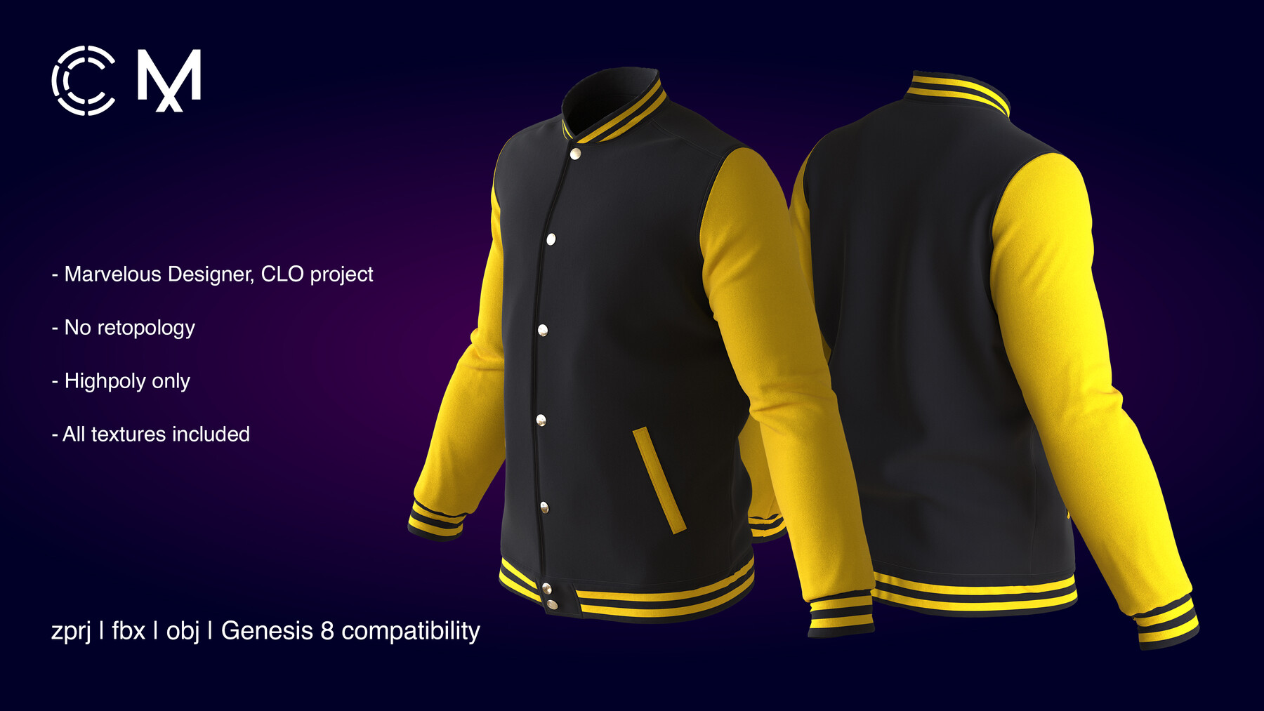 ArtStation - Men's Varsity Jacket | Marvelous Designer | CLO3D project ...