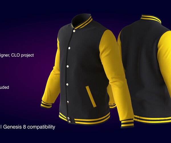 ArtStation - Men's Varsity Jacket | Marvelous Designer | CLO3D project ...