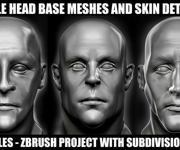 ArtStation - Male Head Base Meshes With Skin Details | Resources