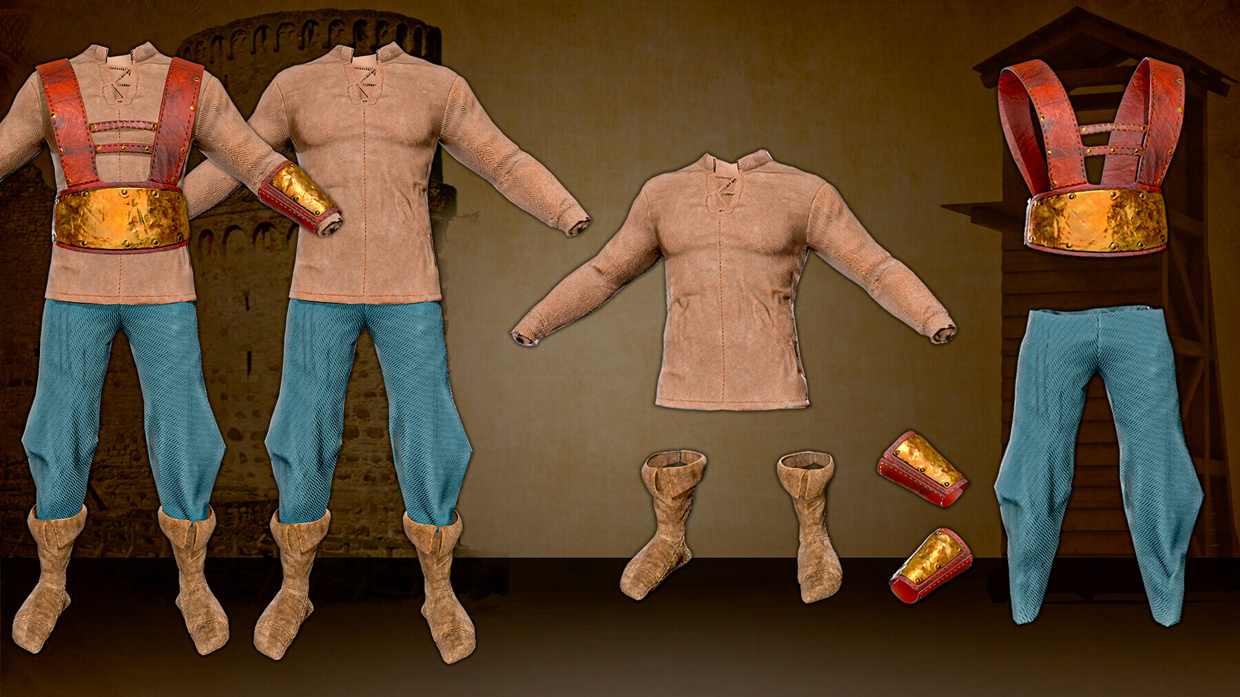 ArtStation - Medieval Clothing Models (Meshes, Textures, Low-Poly ...