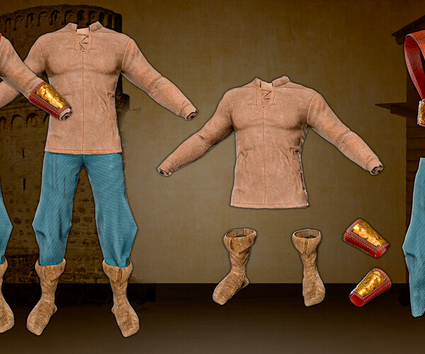 ArtStation - Medieval Clothing Models (Meshes, Textures, Low-Poly ...