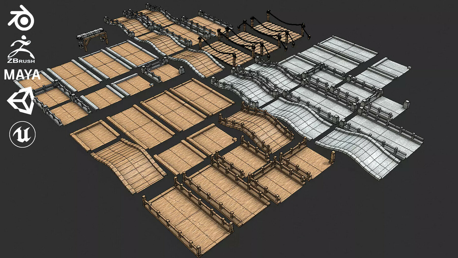 ArtStation - Bridges Bundle Models Low Poly | Game Assets