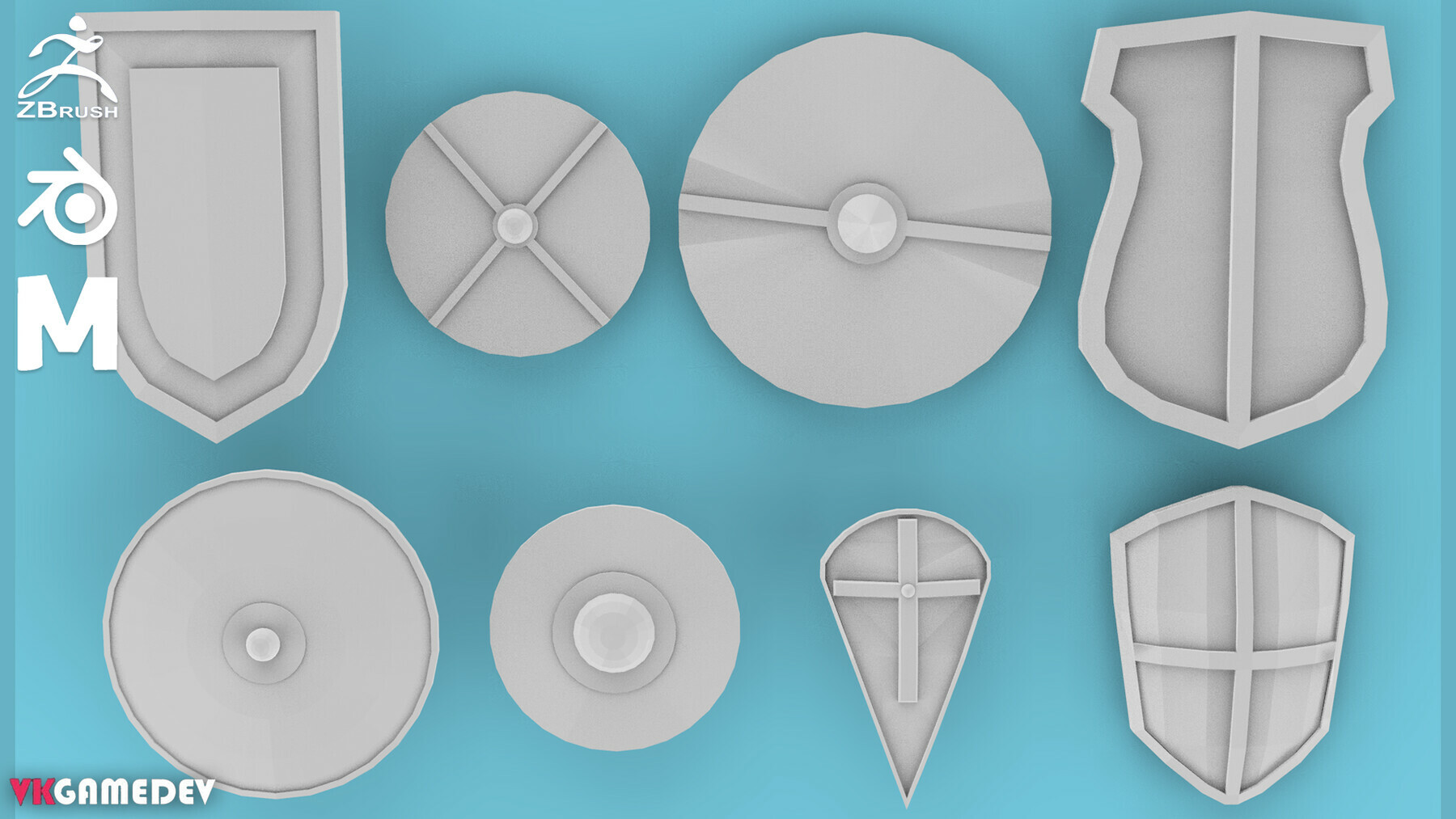 ArtStation - 41 Medieval Shield Base Meshes (Models) | Resources