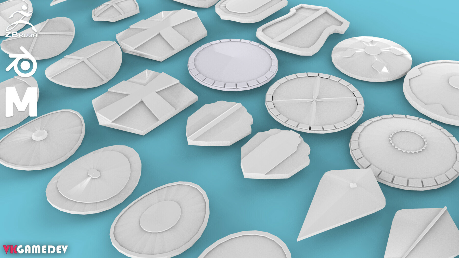 ArtStation - 41 Medieval Shield Base Meshes (Models) | Resources