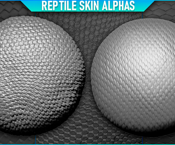 ArtStation - Reptile Skin Alphas Tileable vol. 3 (ZBrush, 2K) | Brushes