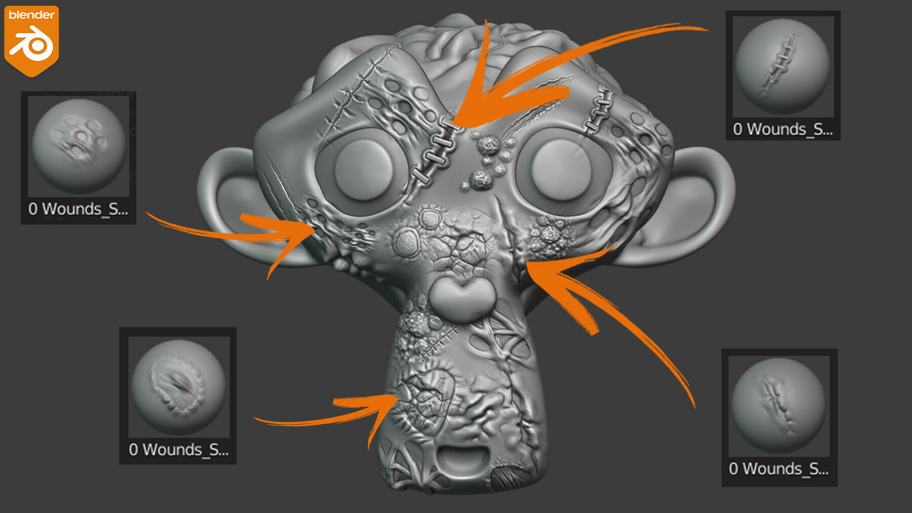 ArtStation - Wounds and Scars Brushes for Blender. Asset Browser. | Brushes