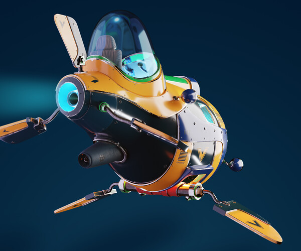 Artstation Humoro Sci Fi Aircraft Game Ready High Poly And Low Poly