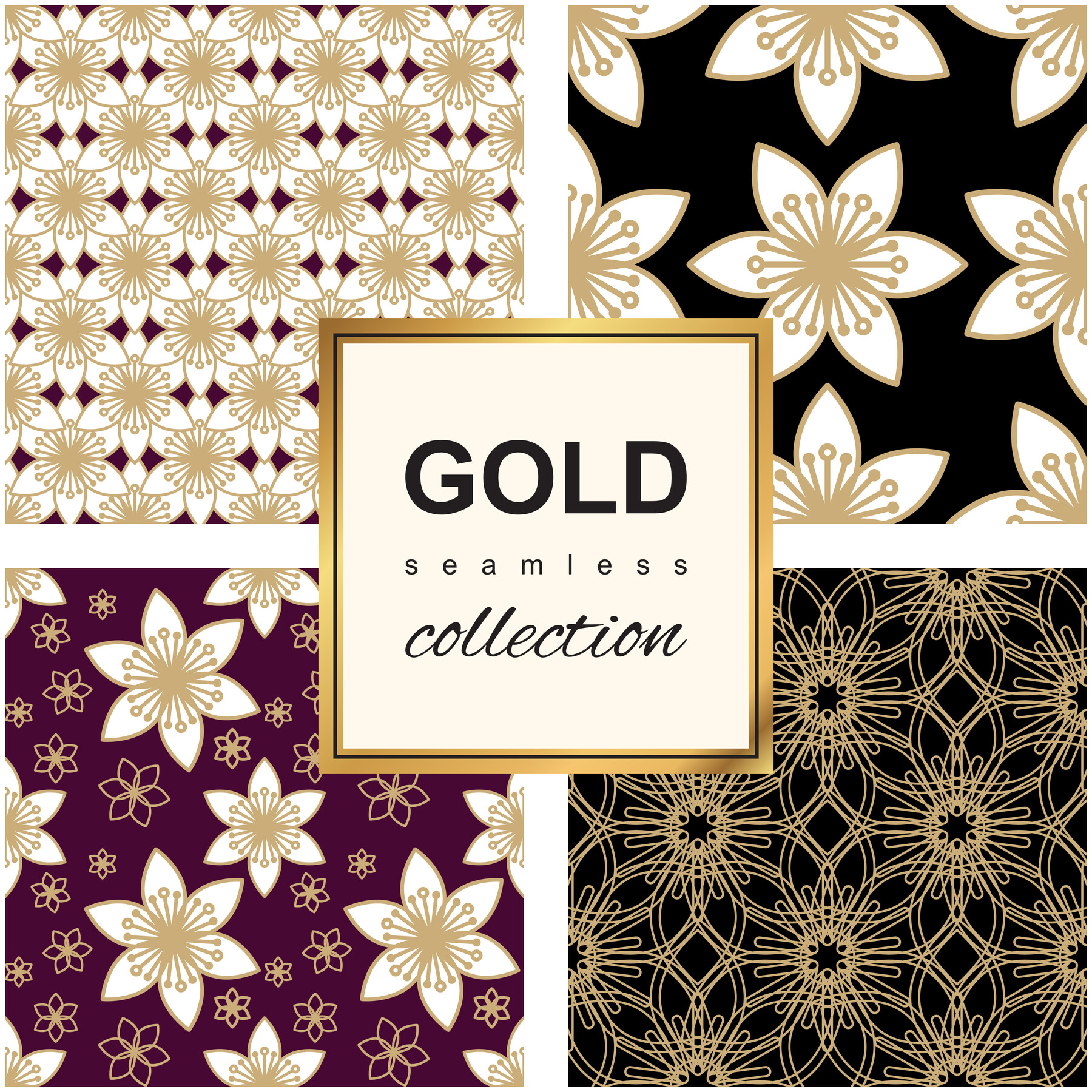 ArtStation - Gold Seamless Pattern Collection. Floral ornamental luxury ...