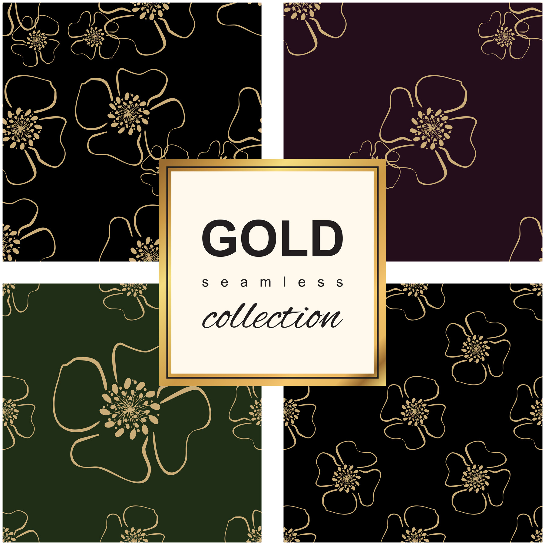 ArtStation - Gold Seamless Pattern Collection. Floral ornamental luxury ...