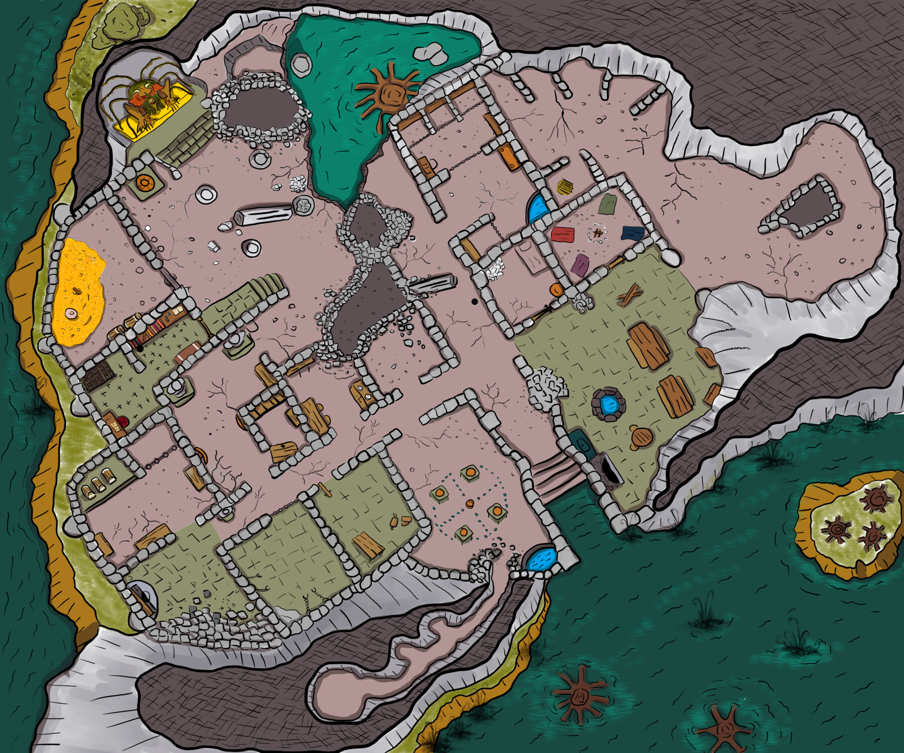 ArtStation - Rpg maps Forgotten Temple in the Swamp | Artworks