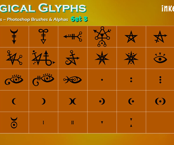 ArtStation - Magical Glyphs - Characters 3 | Photoshop Brushes and ...