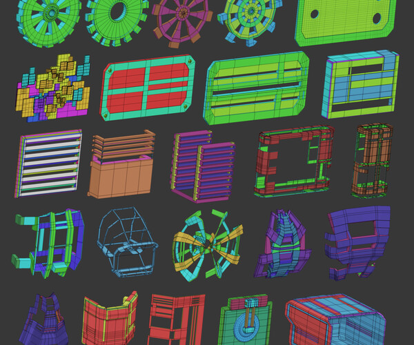 ArtStation - 110 Low-poly futuristic sci-fi mech robot or weapon shapes ...