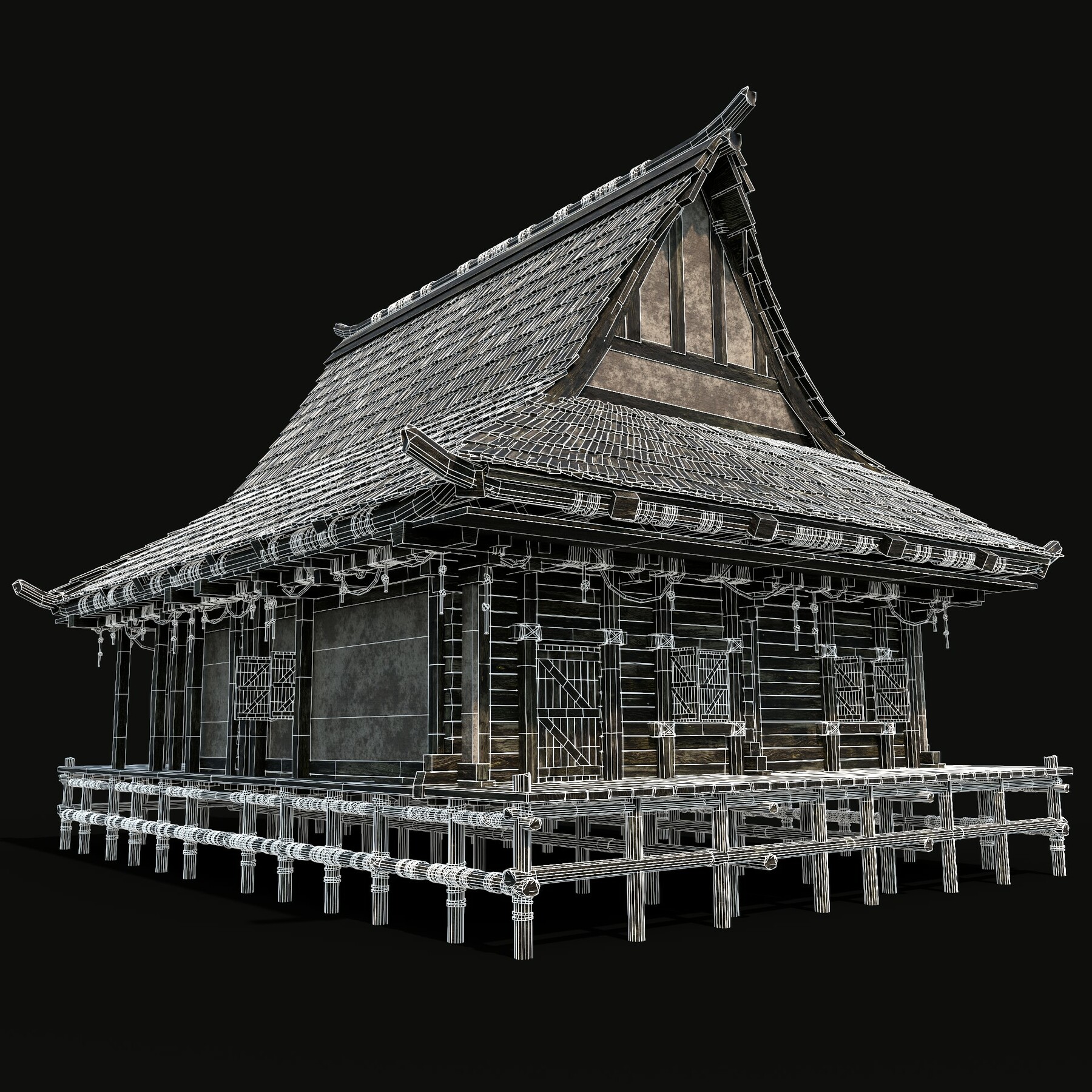 ArtStation - JAPAN CHINESE FEUDAL HOUSE DOJO ASIAN HUT CABIN VILLAGE ...
