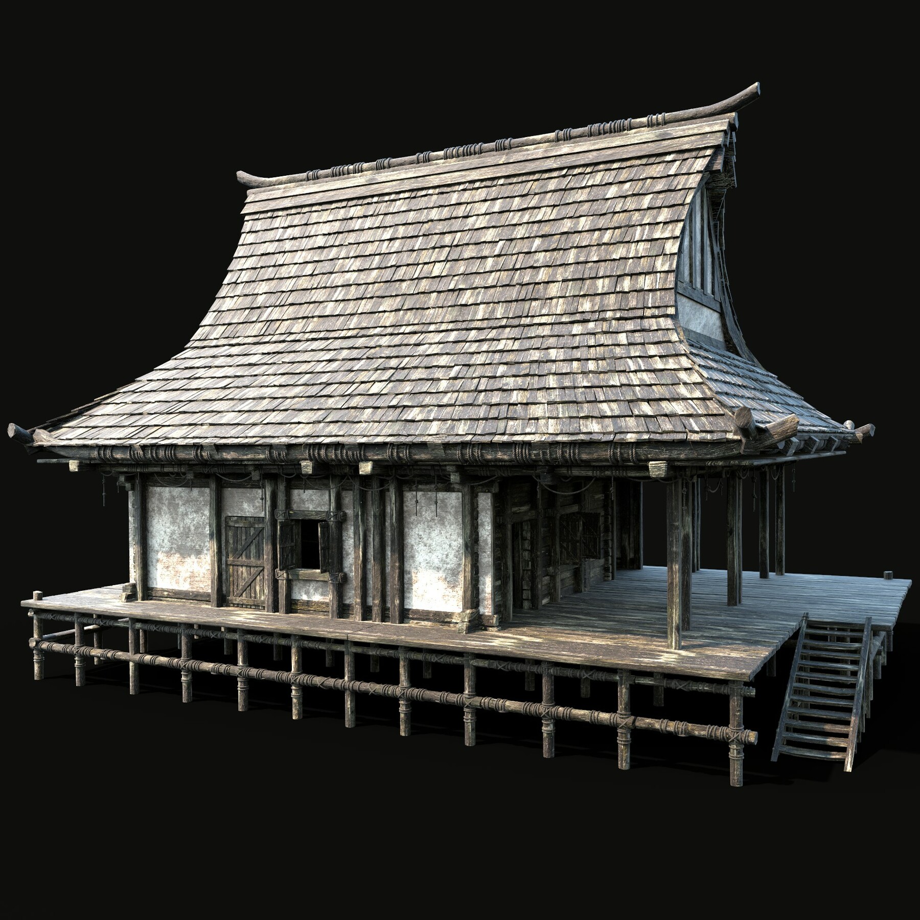 ArtStation - JAPAN CHINESE FEUDAL HOUSE DOJO HUT SAMURAI NINJA ...