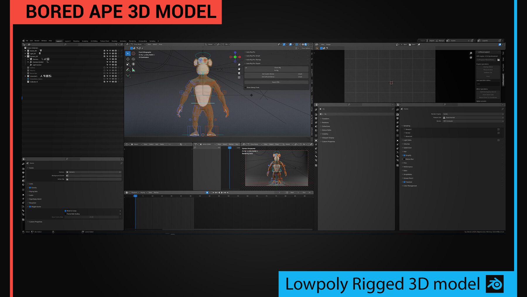 ArtStation - Bored Ape Rigged 3D model | Game Assets