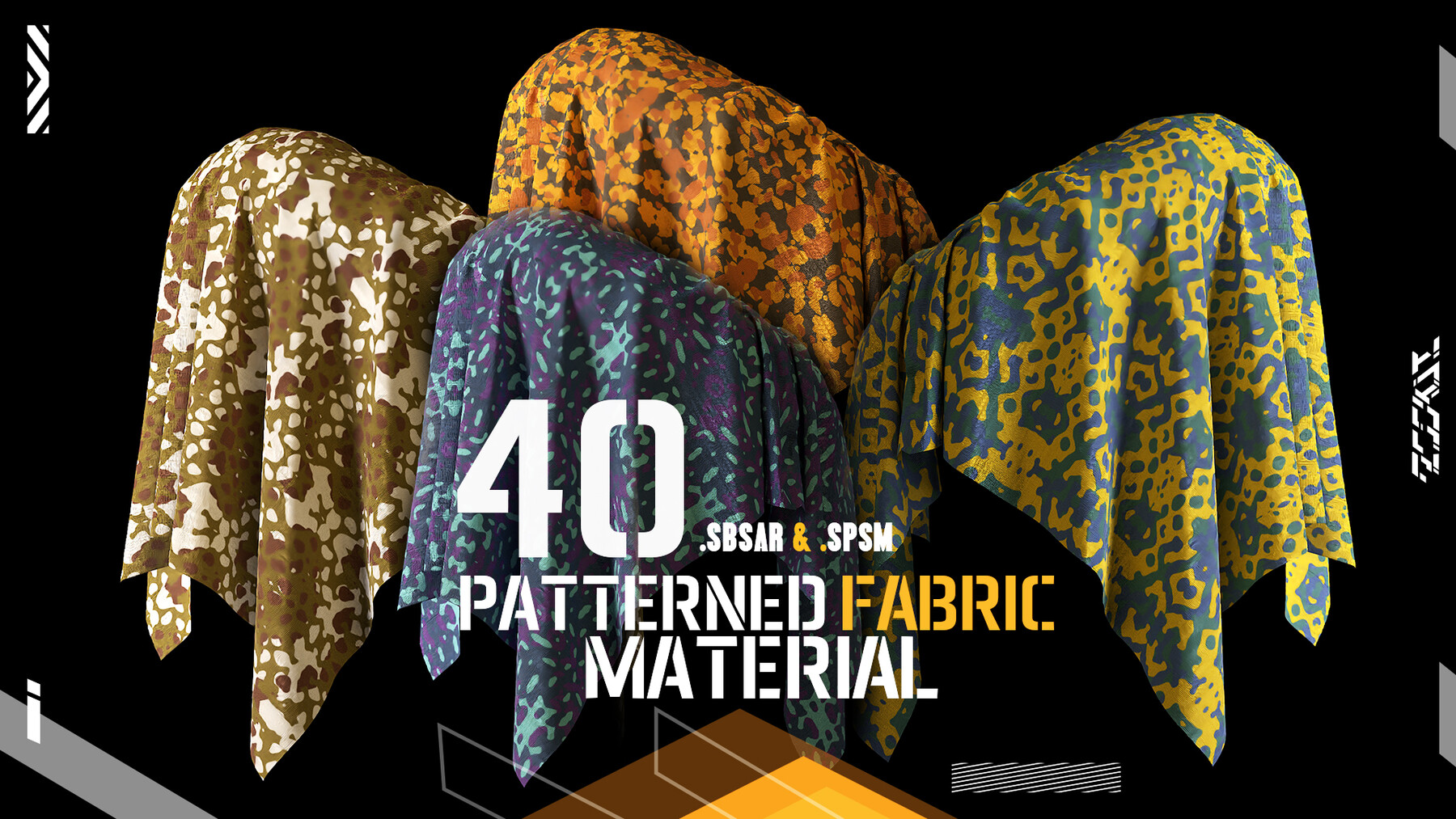 ArtStation - 40 patterned fabric material(vol.3) _ .sbsar & .spsm ...