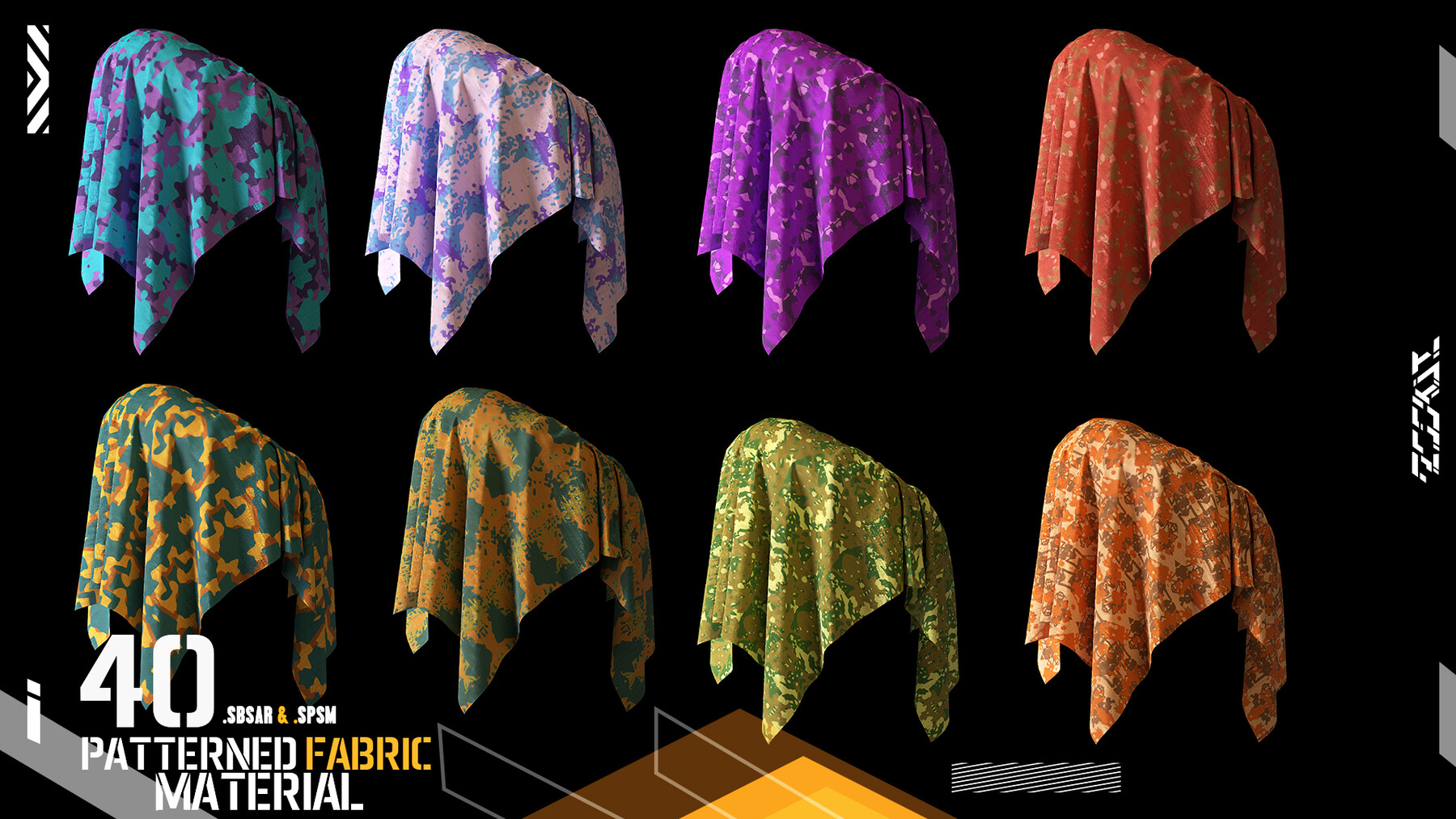 ArtStation - 40 patterned fabric material(vol.3) _ .sbsar & .spsm ...