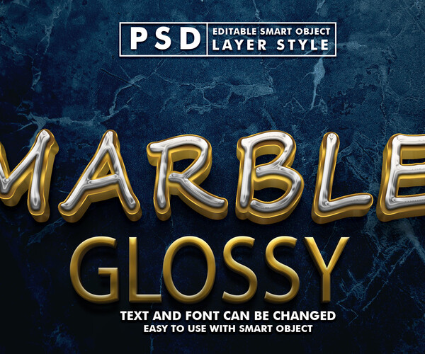 ArtStation - Glossy Marble PSD fully editable text effect. Layer style ...