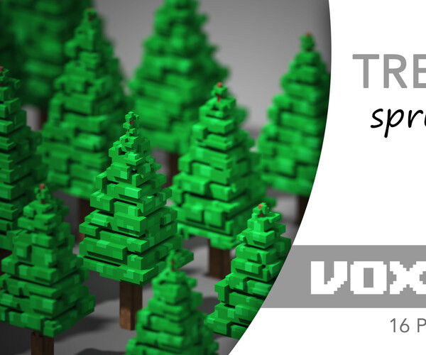 ArtStation - VOXEL Trees - Spruce Evergreen | Game Assets