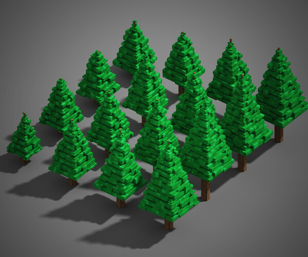 ArtStation - VOXEL Trees - Spruce Evergreen | Game Assets