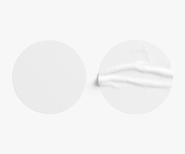 ArtStation - Two White Round Stickers - sleek and wrinkly sticky tag ...