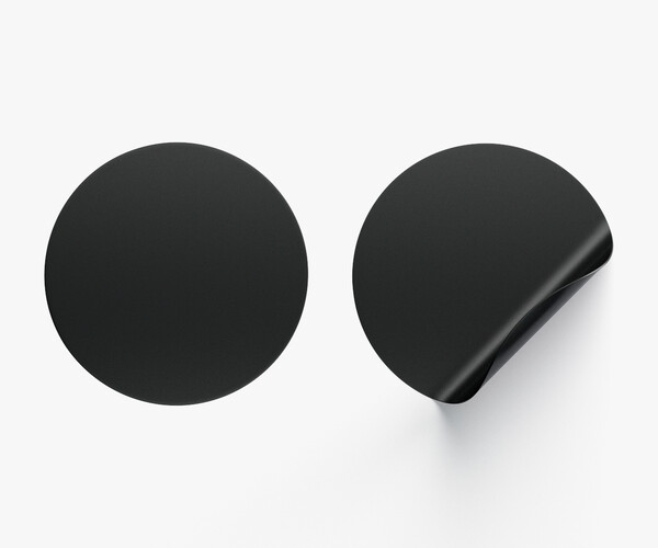 ArtStation - Two Black Round Stickers - flat and curled corners ...