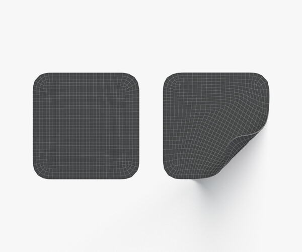 ArtStation - Two Black Square Stickers - smooth and curled corners ...