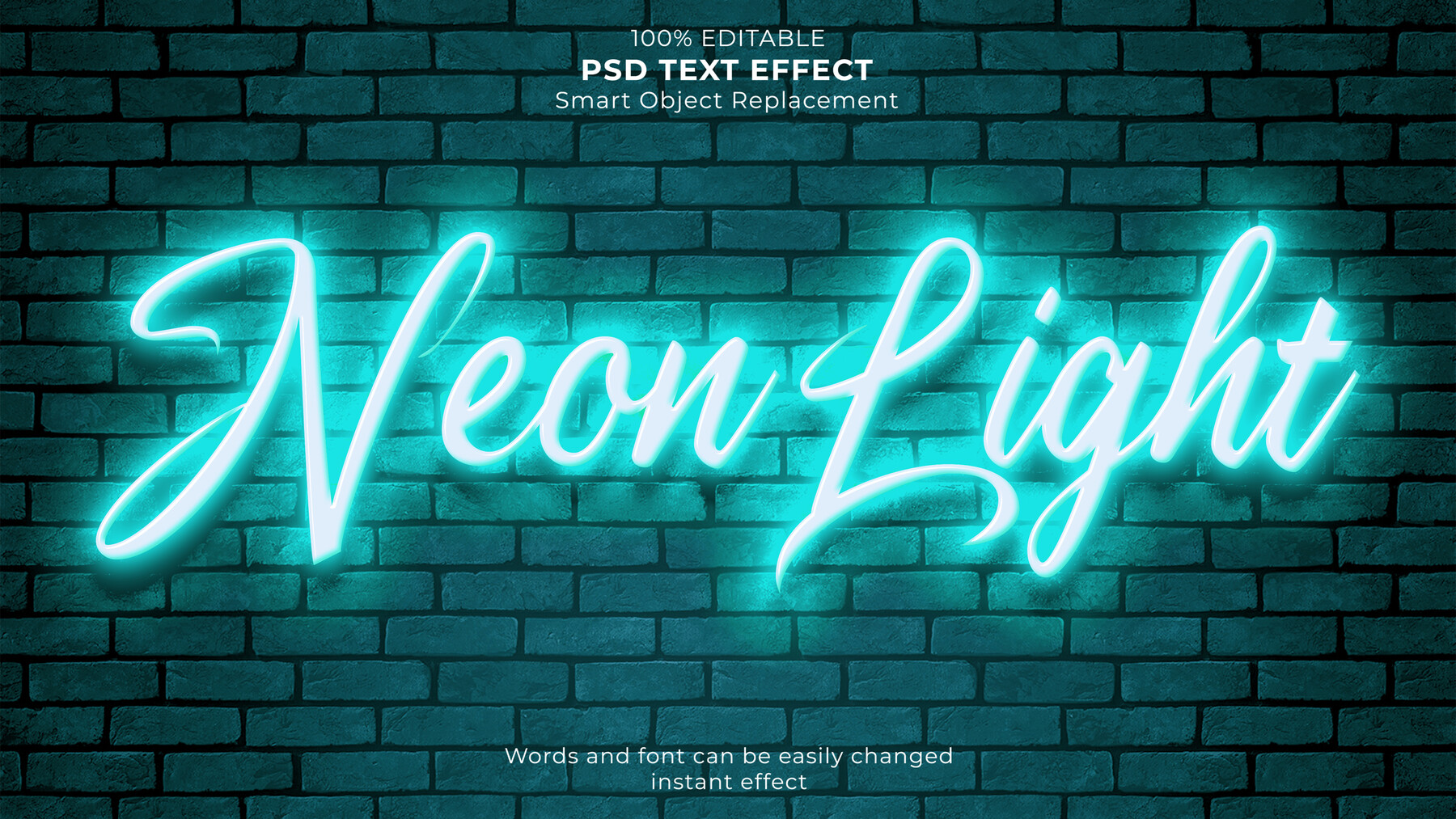 ArtStation - Neon blue Linght PSD fully editable text effect. Layer ...