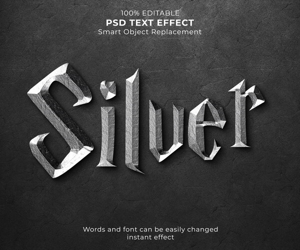 ArtStation - Silver PSD fully editable text effect. Layer style PSD ...