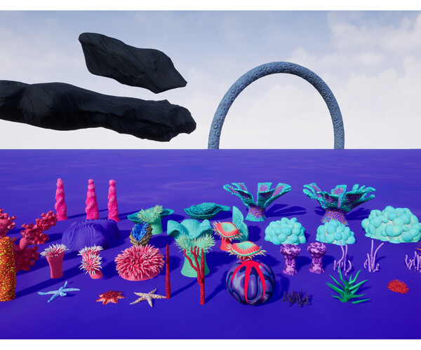 ArtStation - Stylized underwater coral reef environment | Game Assets