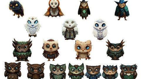 ArtStation - 18 Fantasy Owls - Digital Sprites/Game Assets | Game Assets
