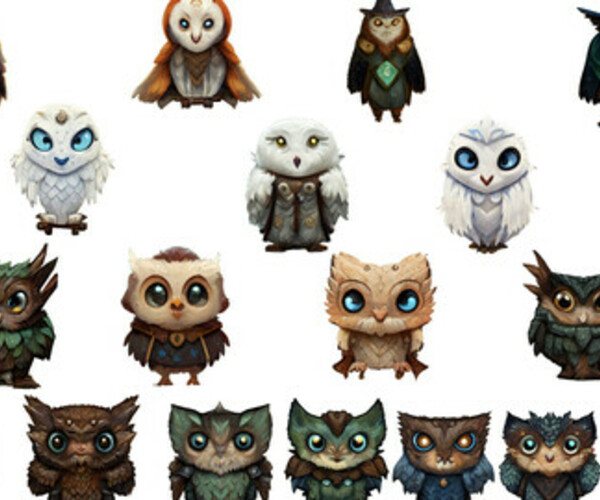 ArtStation - 18 Fantasy Owls - Digital Sprites/Game Assets | Game Assets