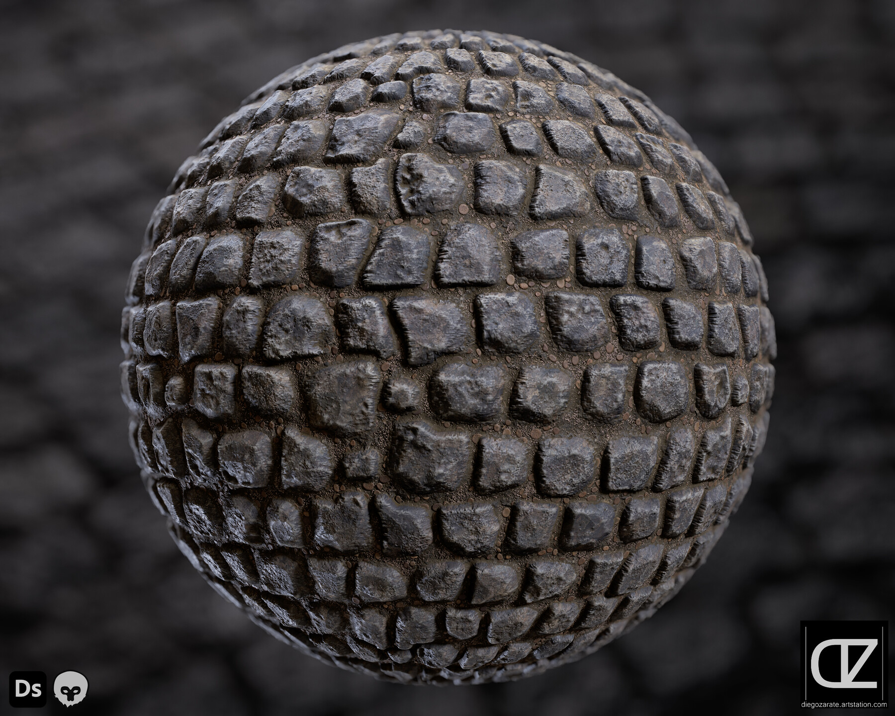 ArtStation - PBR - COBBLESTONE SURFACE - 4K MATERIAL | Game Assets