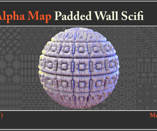 ArtStation - 120 Alpha Maps Padded Wall SCIFI | Game Assets